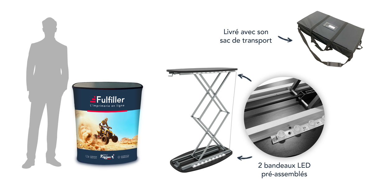 Comptoir lumineux LED pliant pour salon